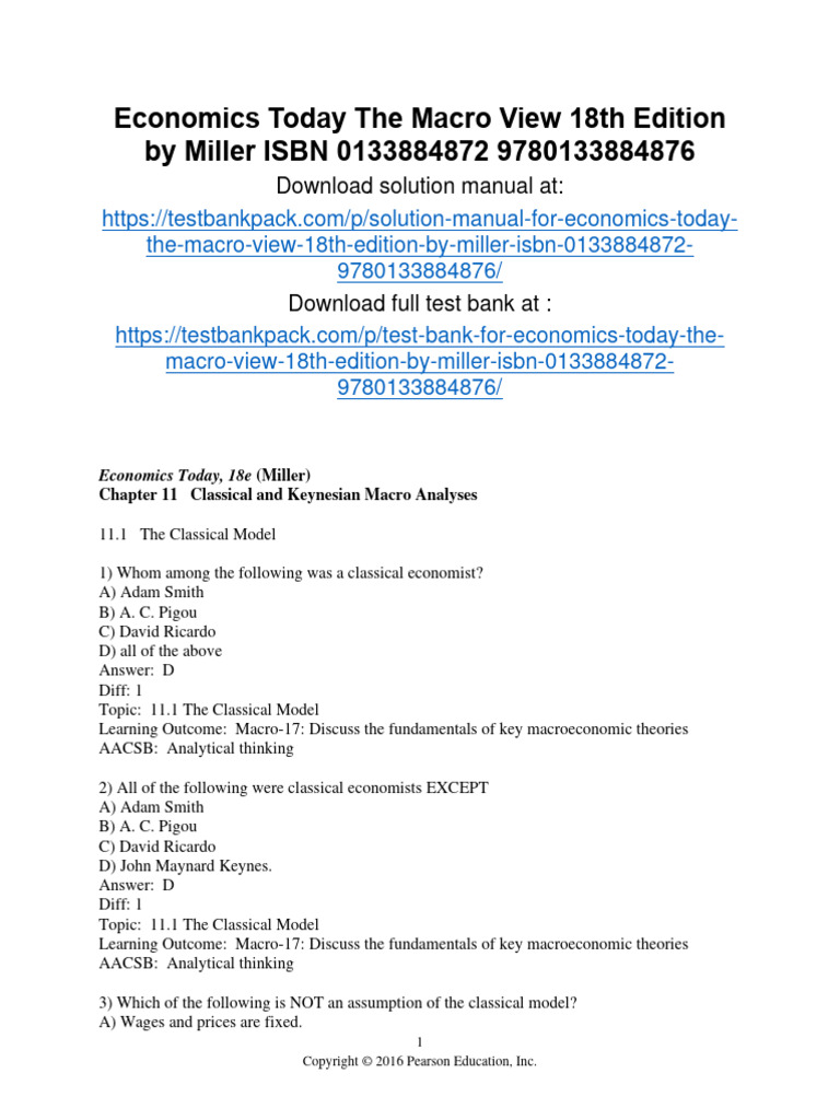 Economics Today The Macro View 18th Edition Miller Test Bank 1 | PDF ...