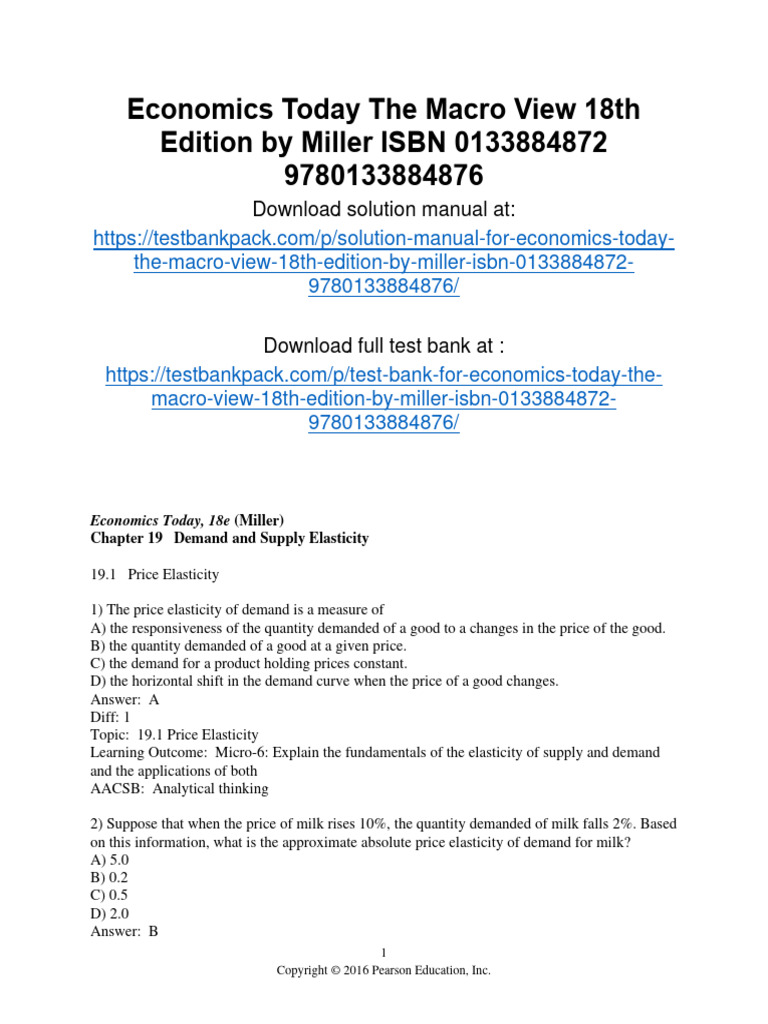 Economics Today The Micro View 18th Edition Miller Test Bank 1 | PDF