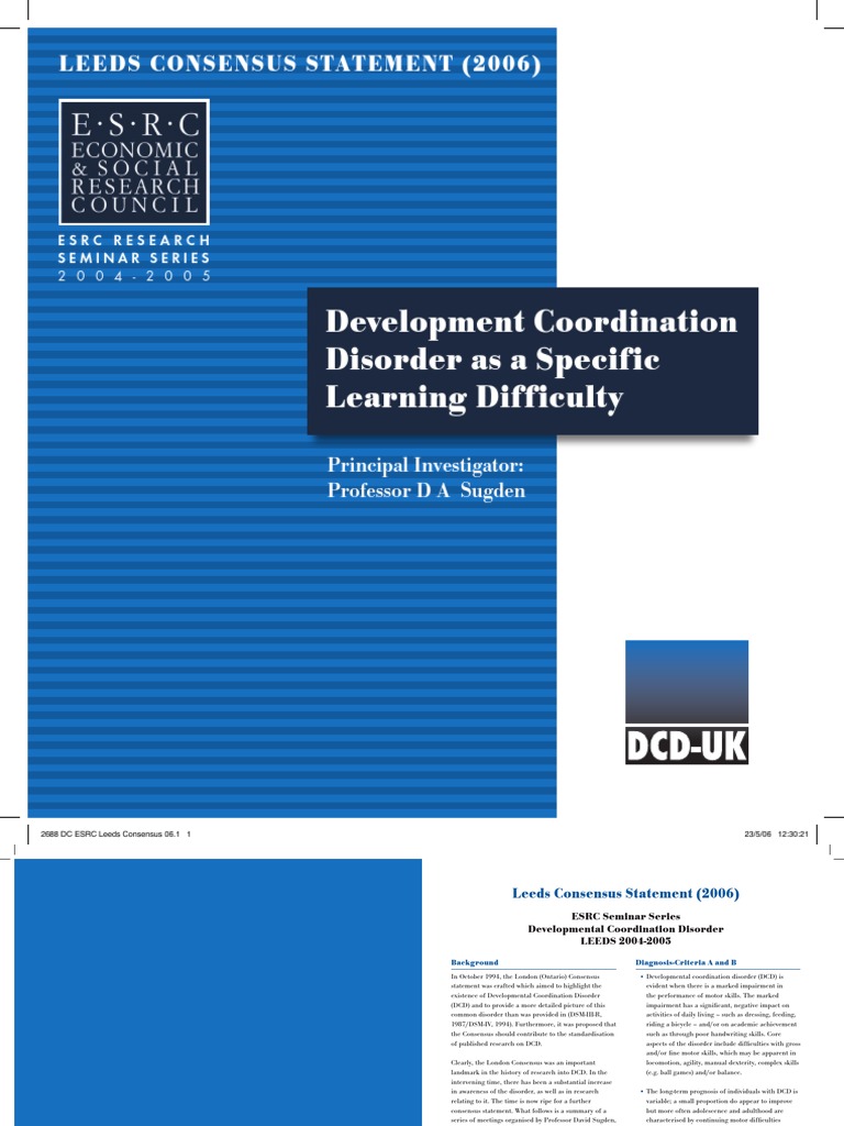 Understanding Developmental Coordination Disorder | PDF | Diagnostic ...