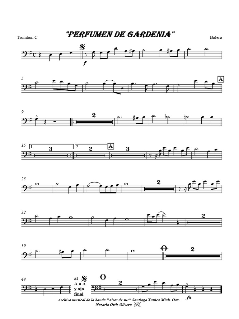 Partitura De Perfume De Gardenia Pdf