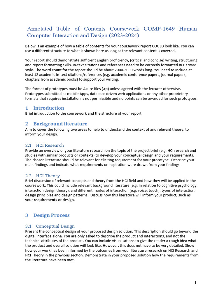COMP1649 Annotated TOC CW 2023-2024 Partnerships | PDF