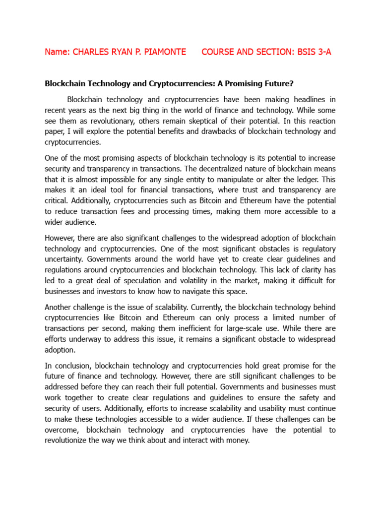 Blockchain Technology and Cryptocurrencies | PDF | Cryptocurrency | Money