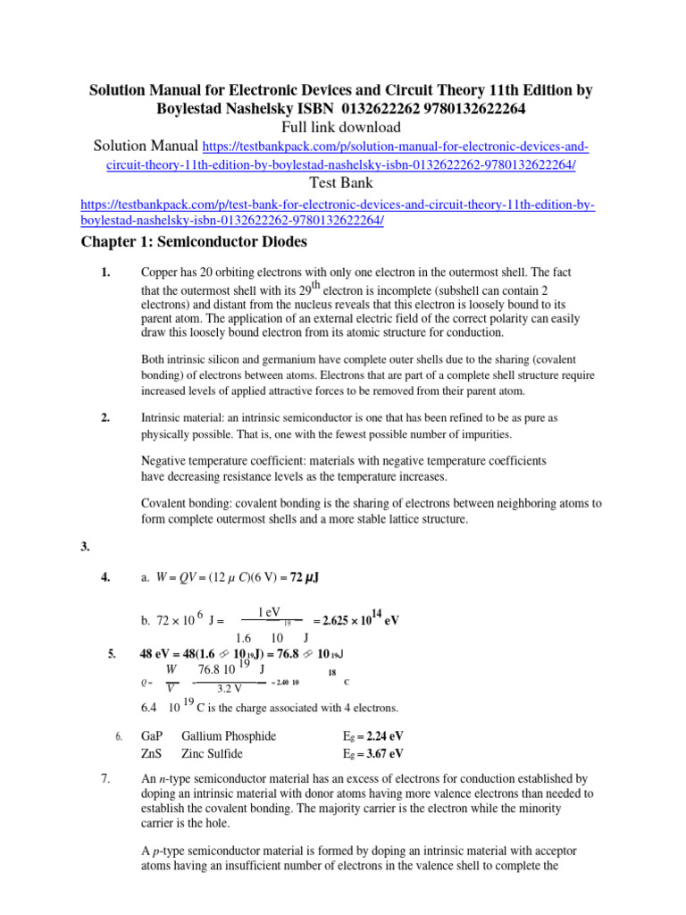 Boylestad 11th Edition Solution Manual | PDF | Semiconductors