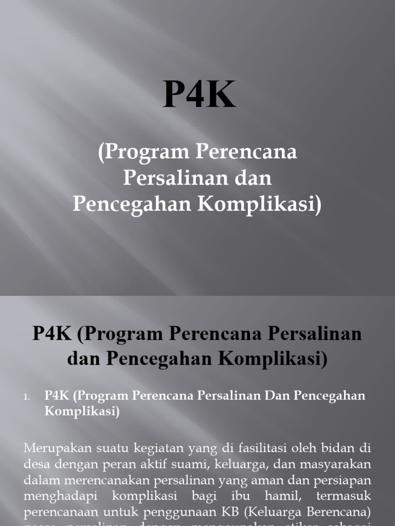 P4K (Program Perencana Persalinan Dan Pencegahan Komplikasi | PDF