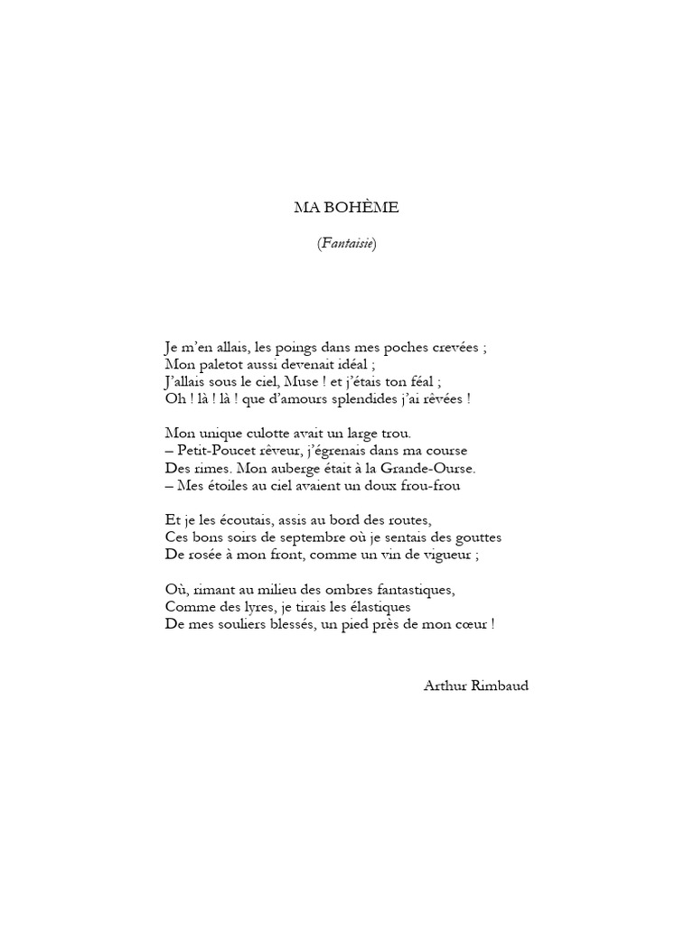 Rimbaud, Ma Bohème | PDF Rimbaud, Ma Bohème | PDF