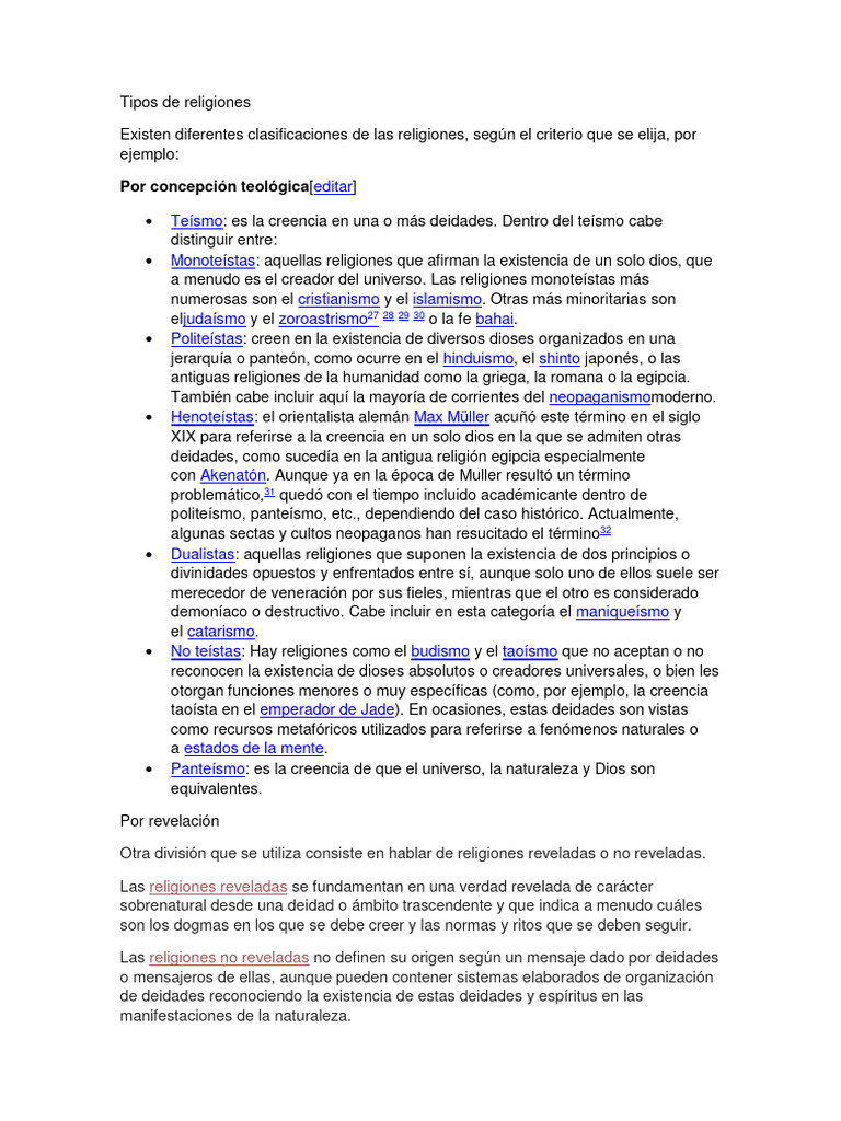Tipos de Religiones | PDF