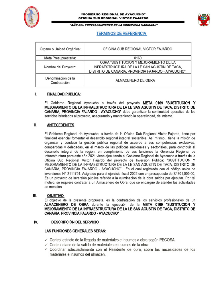 TDR Almacenero | PDF