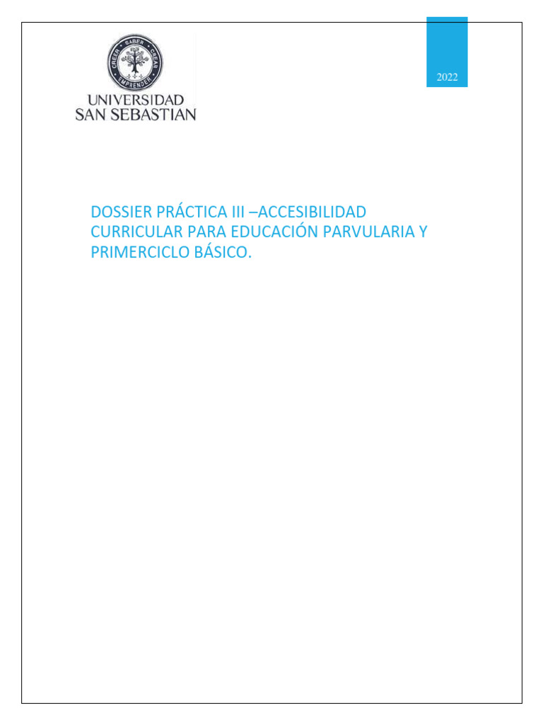 Dossier PPIII - Accesibilidad Curricular para Educación Parvularia y 1er Ciclo | PDF