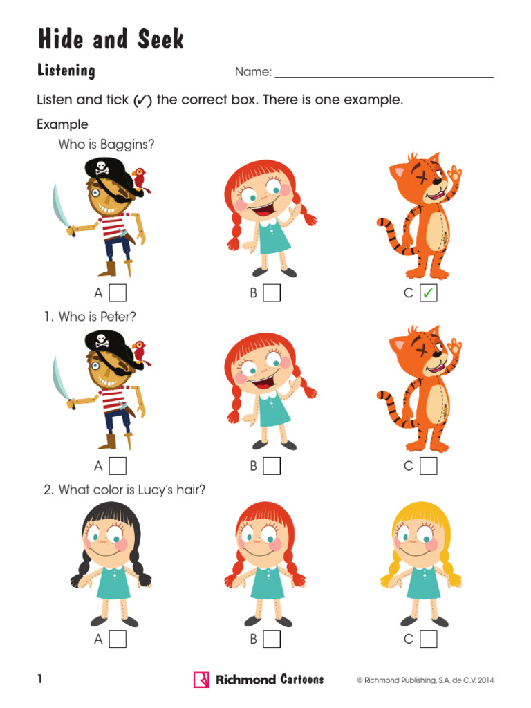 Hide and Seek-Listening Activity | PDF