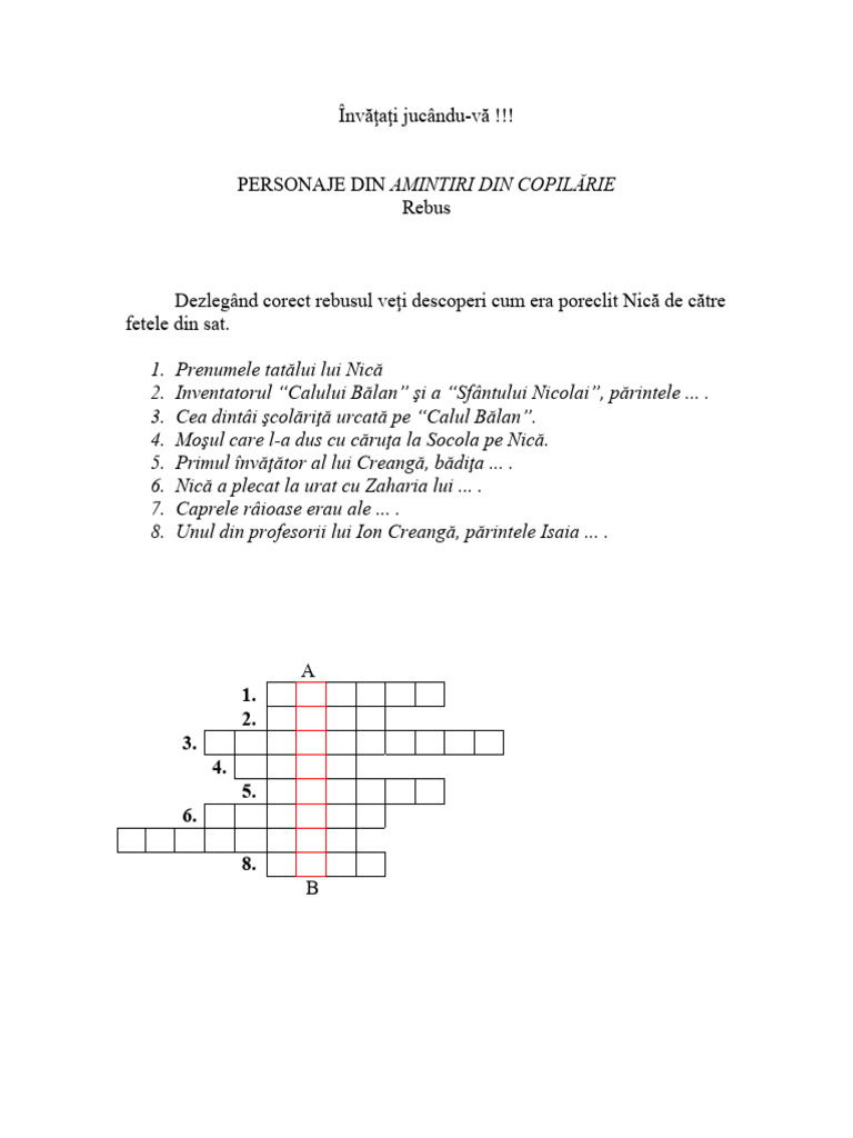 REBUS - Amintiri Din Copilarie | PDF