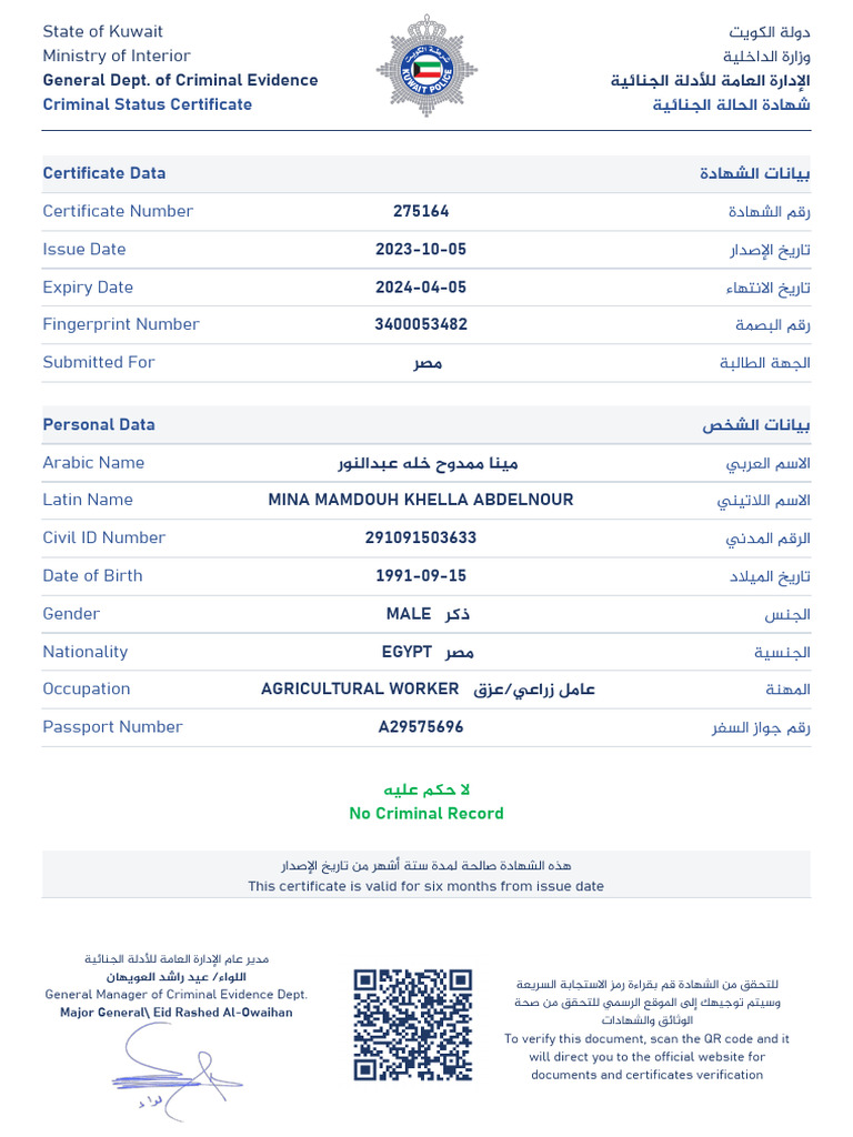 Criminal Status Certificate | PDF