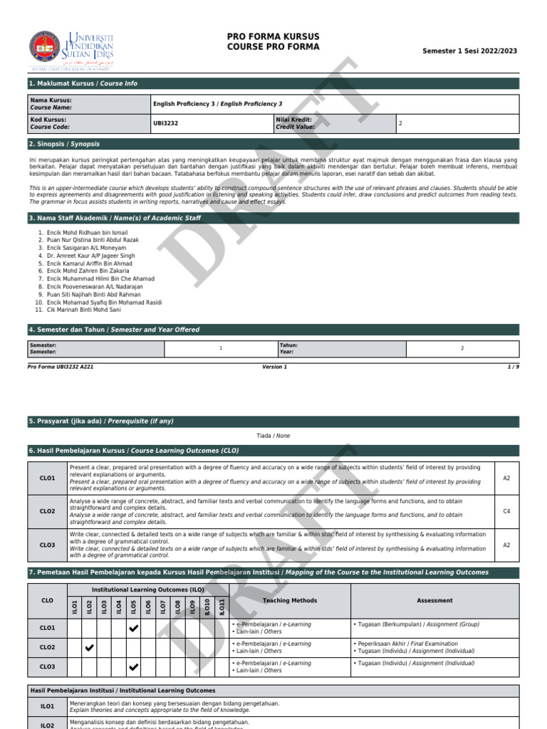 Proforma Ep3 A221 - Draft 01 | PDF