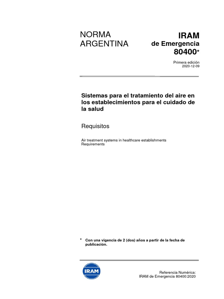 IRAM 80400 Sistemas de Aire | PDF | Uso eficiente de energía ...