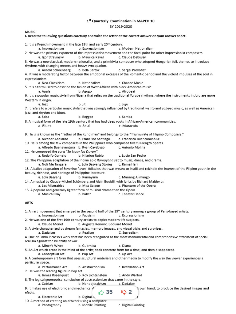 MAPEH 10 (W Ans Key) | PDF | Dances | Physical Fitness