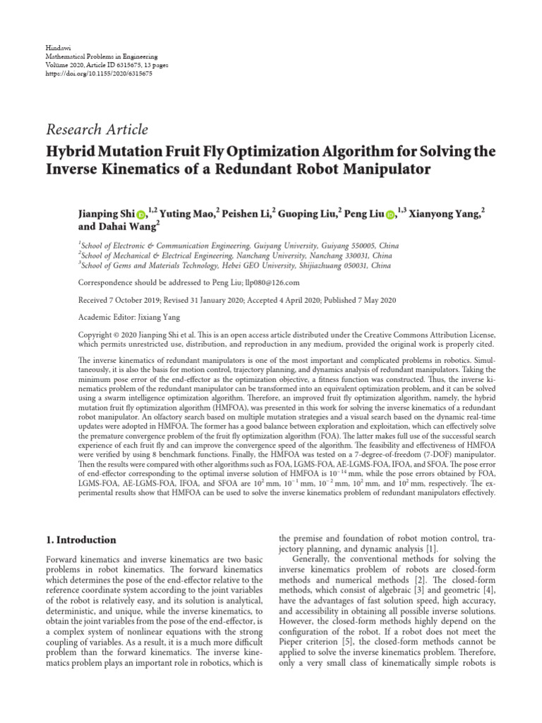Hybrid Mutation Fruit Fly Optimization Algorithm F Pdf Mathematics Applied Mathematics