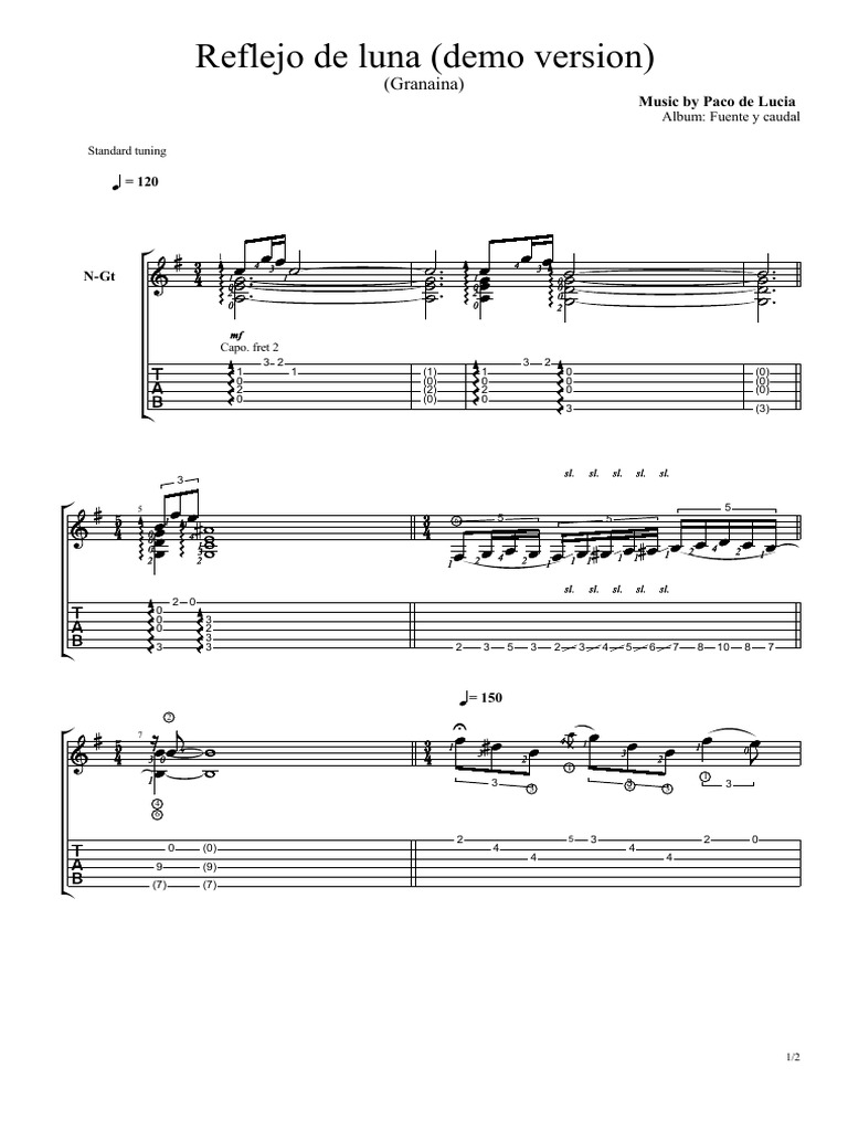 Reflejo de Luna Demo Tab by Paco de Lucia | PDF