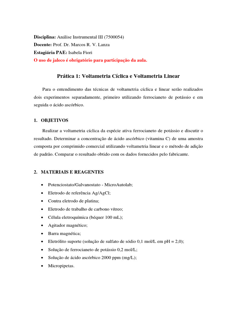 Procedimento Experimental - Aula Prática 2 | PDF