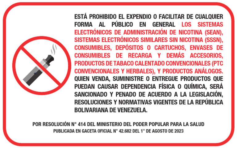 Aviso Oficial Prohibido Cigarrillo Electronico | PDF