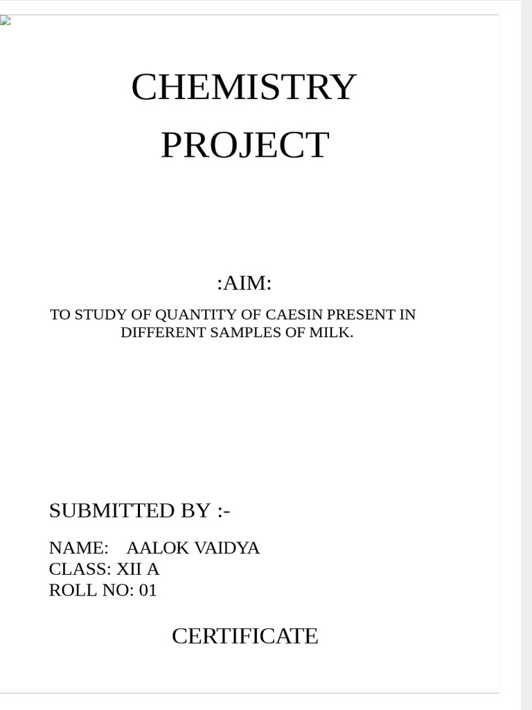 Dokumen - Tips - Chemistry Project On Study of Quantity of Casein in ... Dokumen - Tips - Chemistry Project On Study of Quantity of Casein in ...