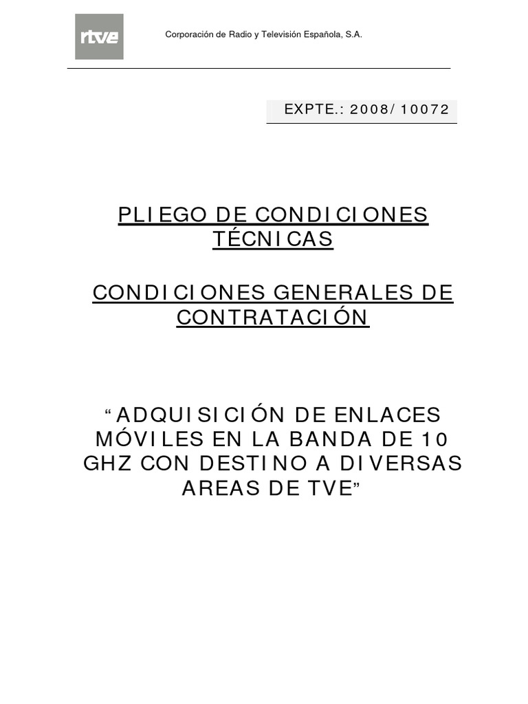 29 Pliego - Condiciones - Tecnicas - EnlaceMovil - TVE | PDF