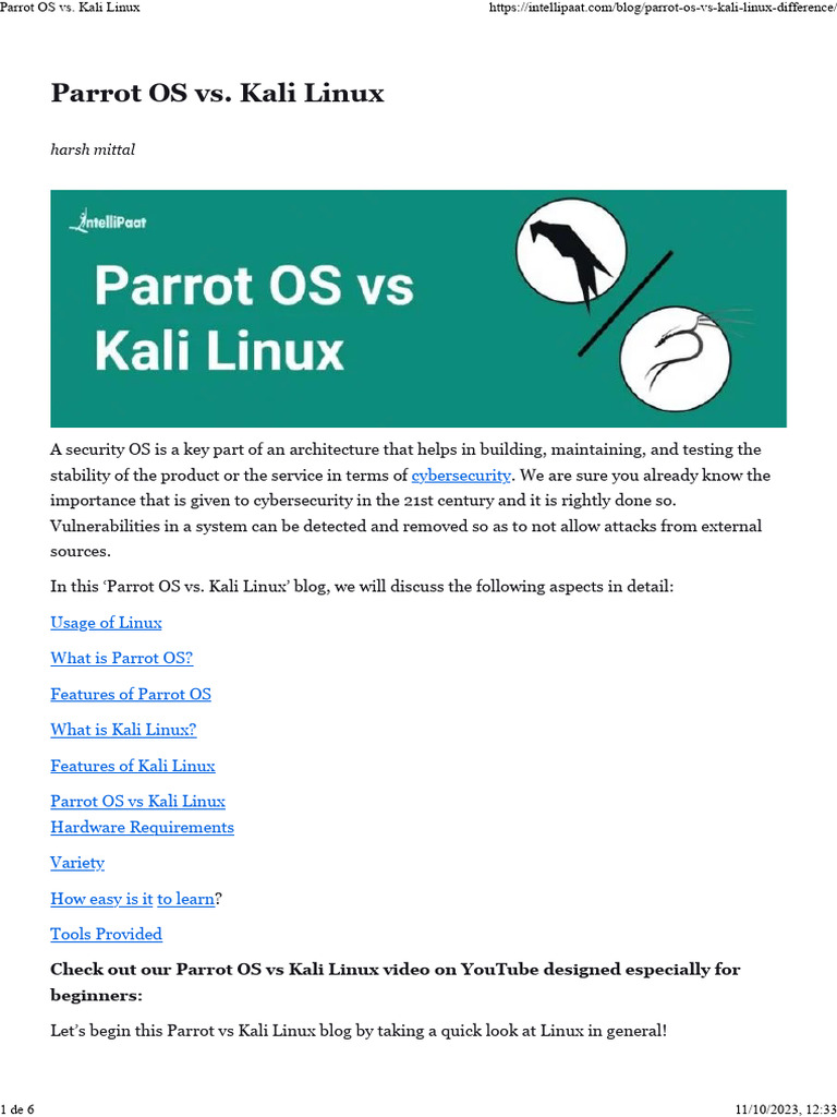 Parrot OS Vs Kali | PDF
