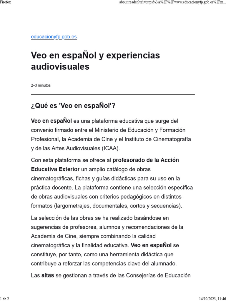 Plataforma Educativa 'Veo en español' | PDF