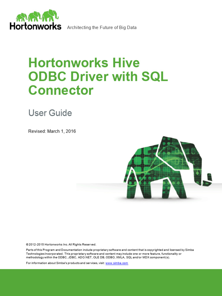 Hortonworks Hive ODBC Driver User Guide | PDF