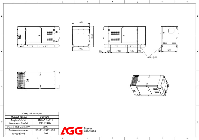 C100D6 Genset Specifications Overview | PDF