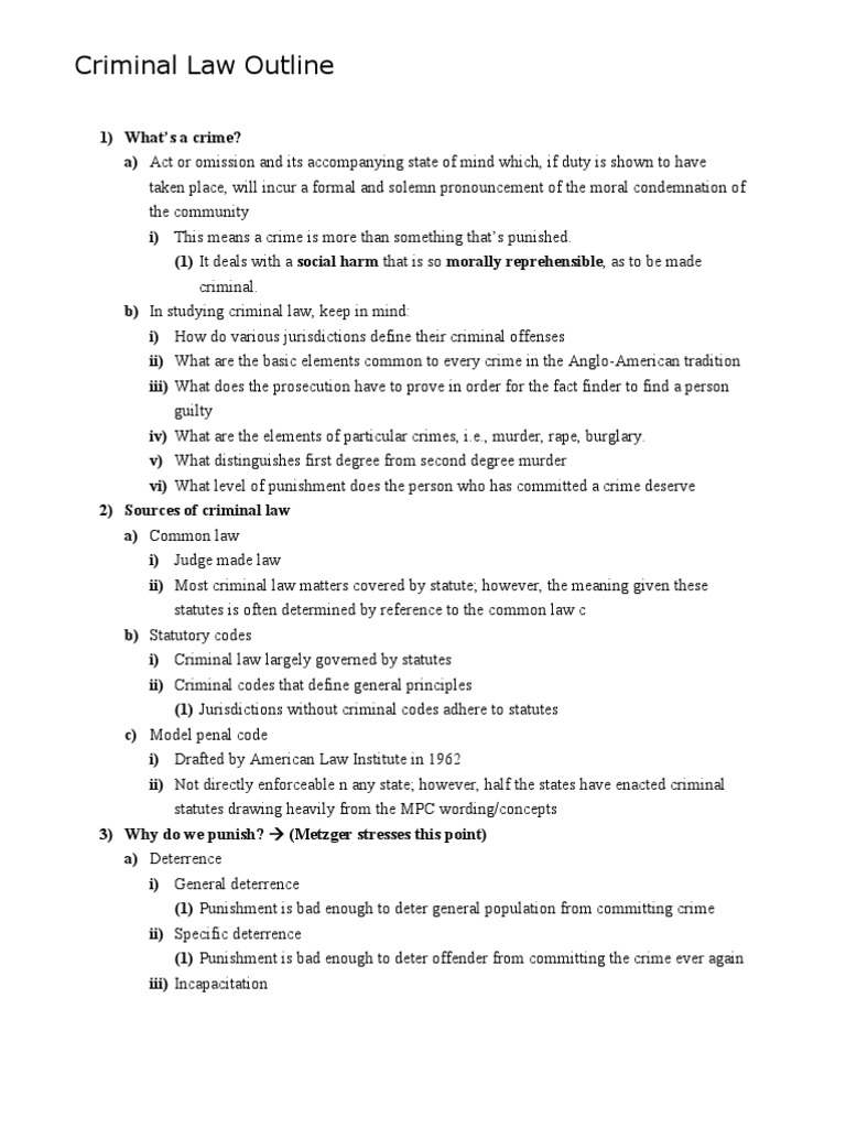 Overview of Criminal Law Principles | PDF | Manslaughter | Murder