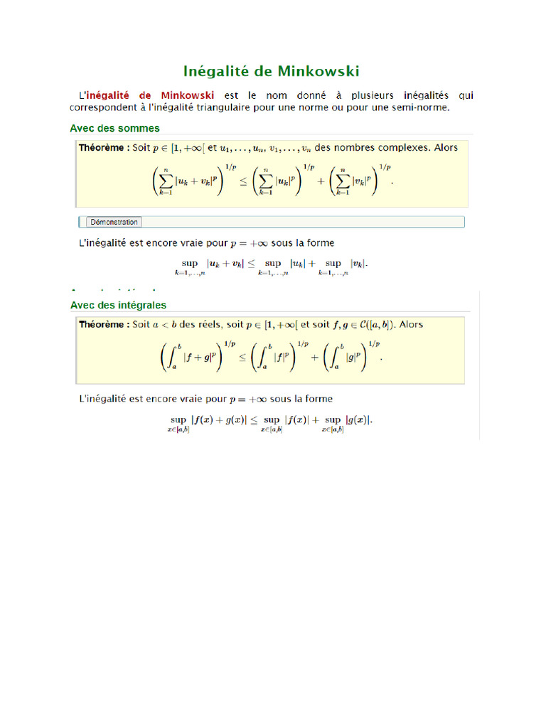 Inégalité de Minkowski | PDF