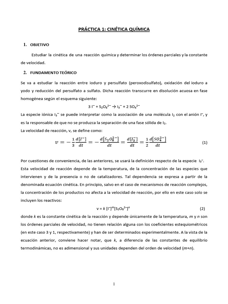 Cinetica Quimica 2 Pdf Cinética Química Reacciones Químicas