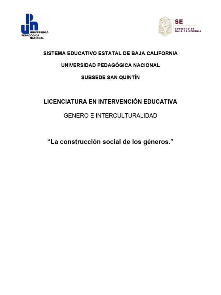 Construcción Social del Género en Educación | PDF | Género | Estudios ...