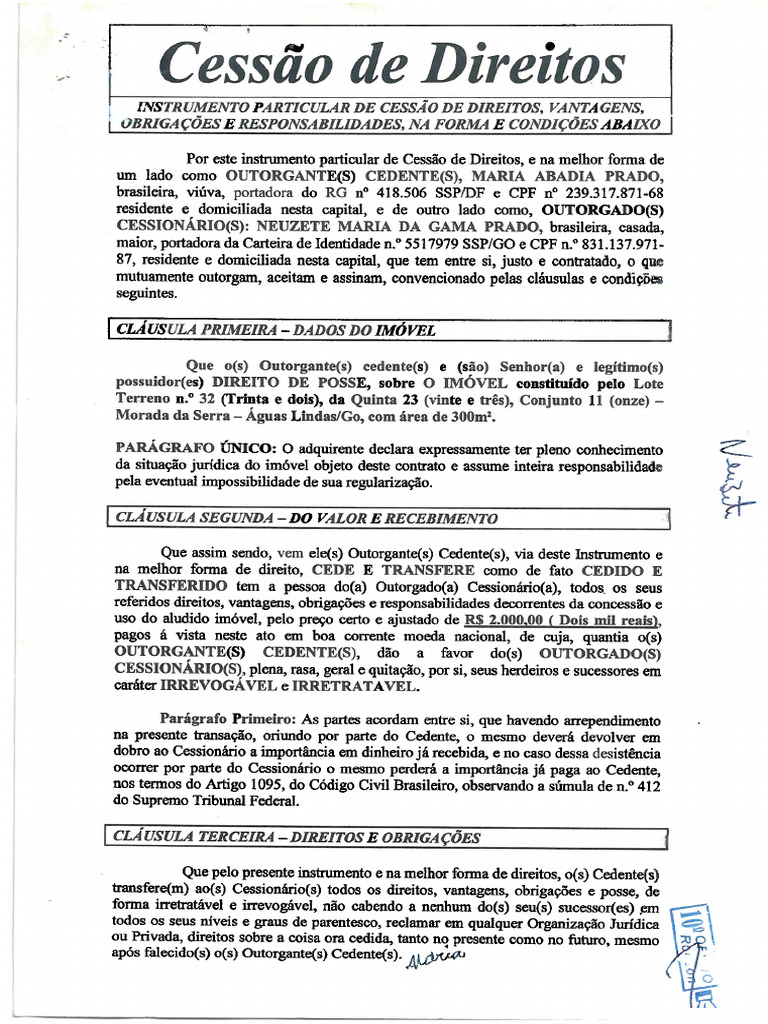 Cessão De Direitos Pdf