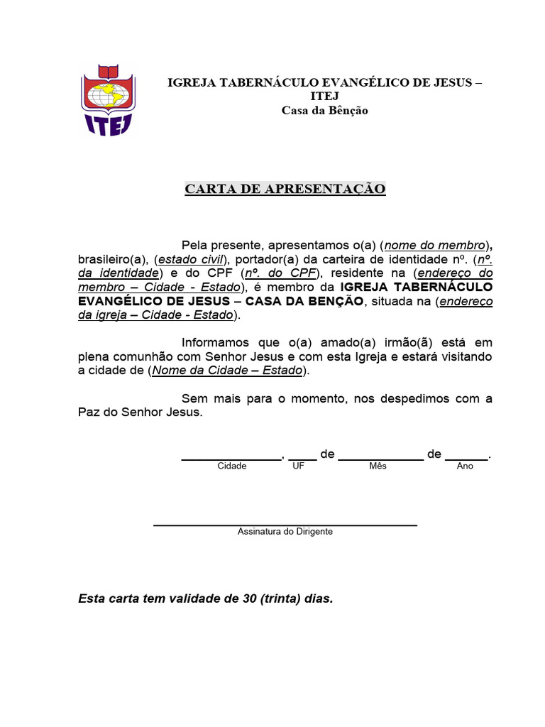 Carta de Apresentacao Membro | PDF