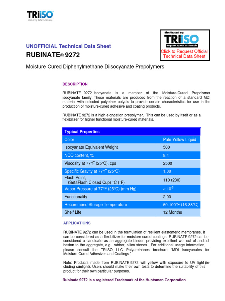Rubinate 9272 Product Information Sheet | PDF