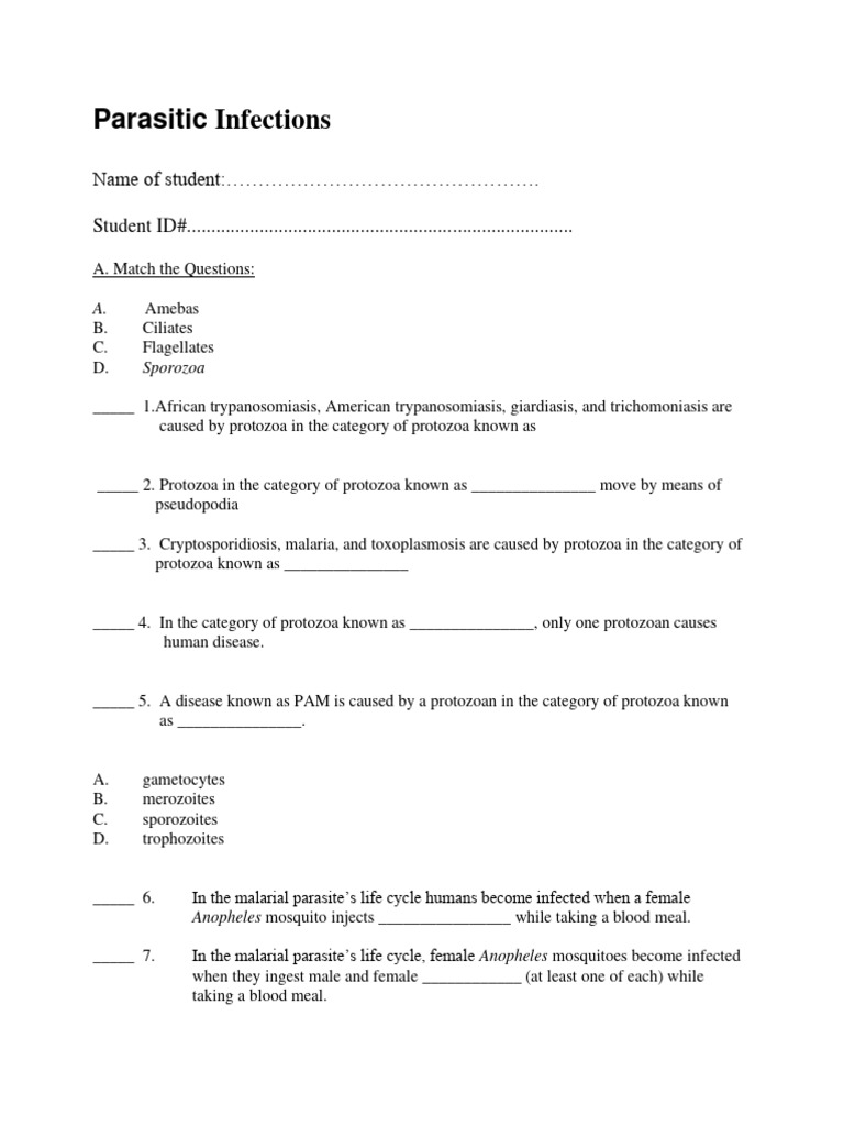Review Questions Parasitology | PDF