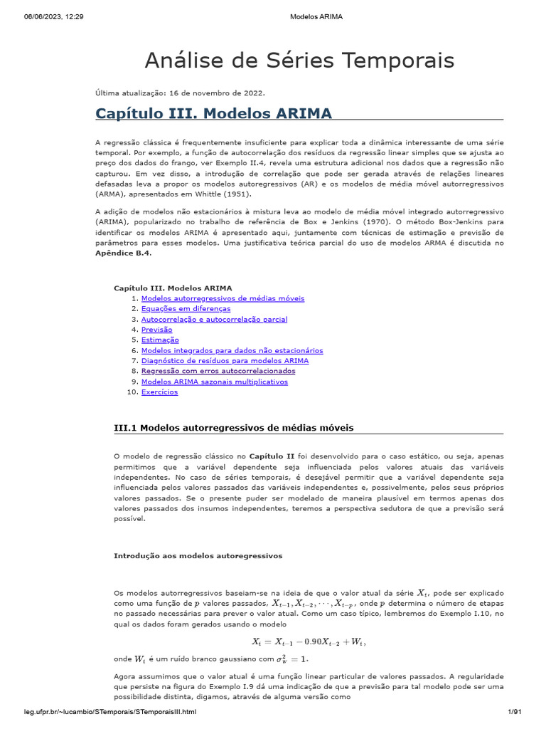 Modelos ARIMA | PDF | Modelo autorregressivo integrado de médias móveis | Matemática aplicada