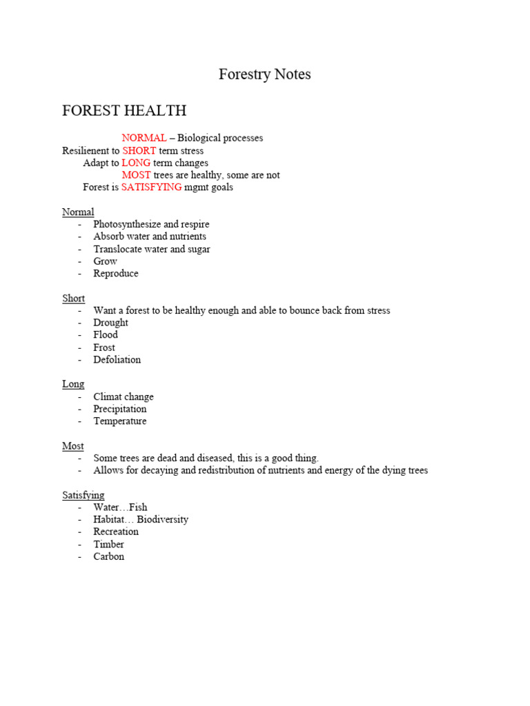 Forestry Notes | PDF