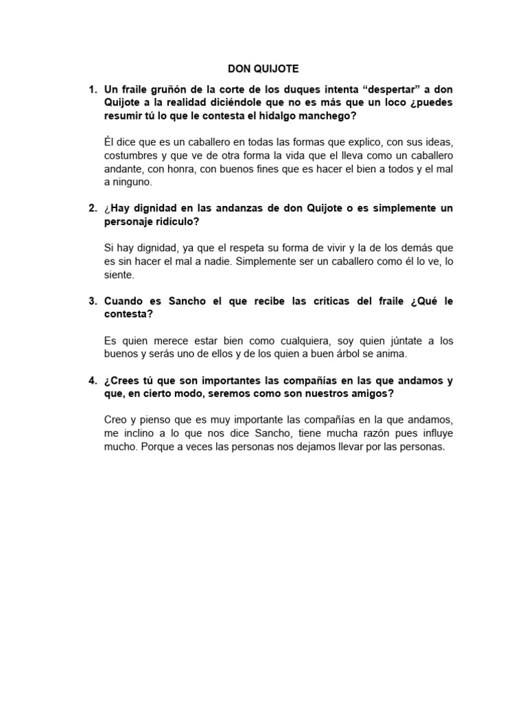 Dignidad y Compañía en Don Quijote | PDF