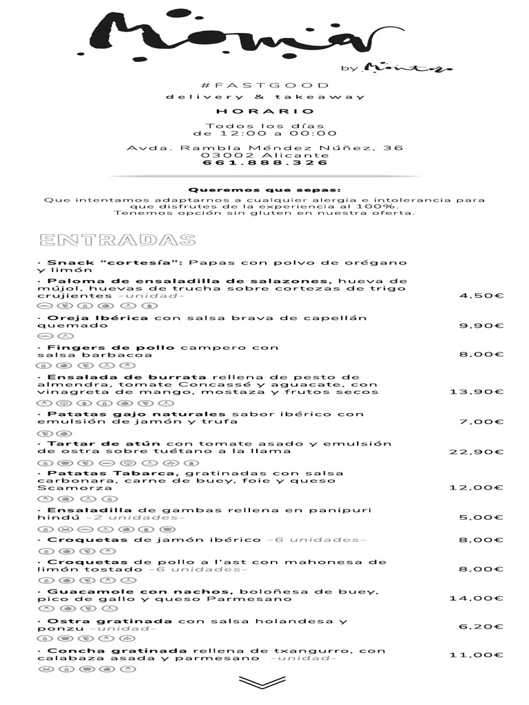 Carta Moma Restaurante Agosto 2022 | PDF