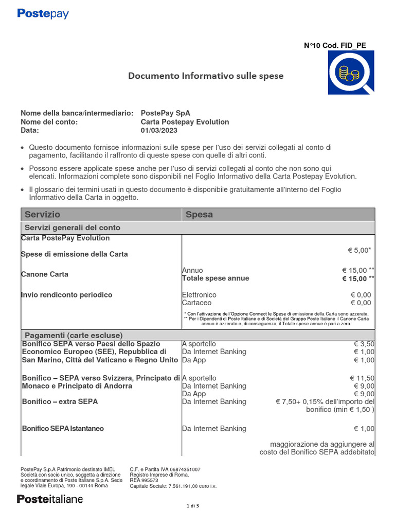 Foglio Informativo Carta | PDF