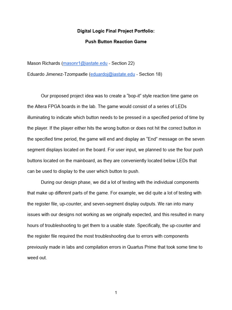 Final Project Portfolio Cpre 281 | PDF | Technology & Engineering