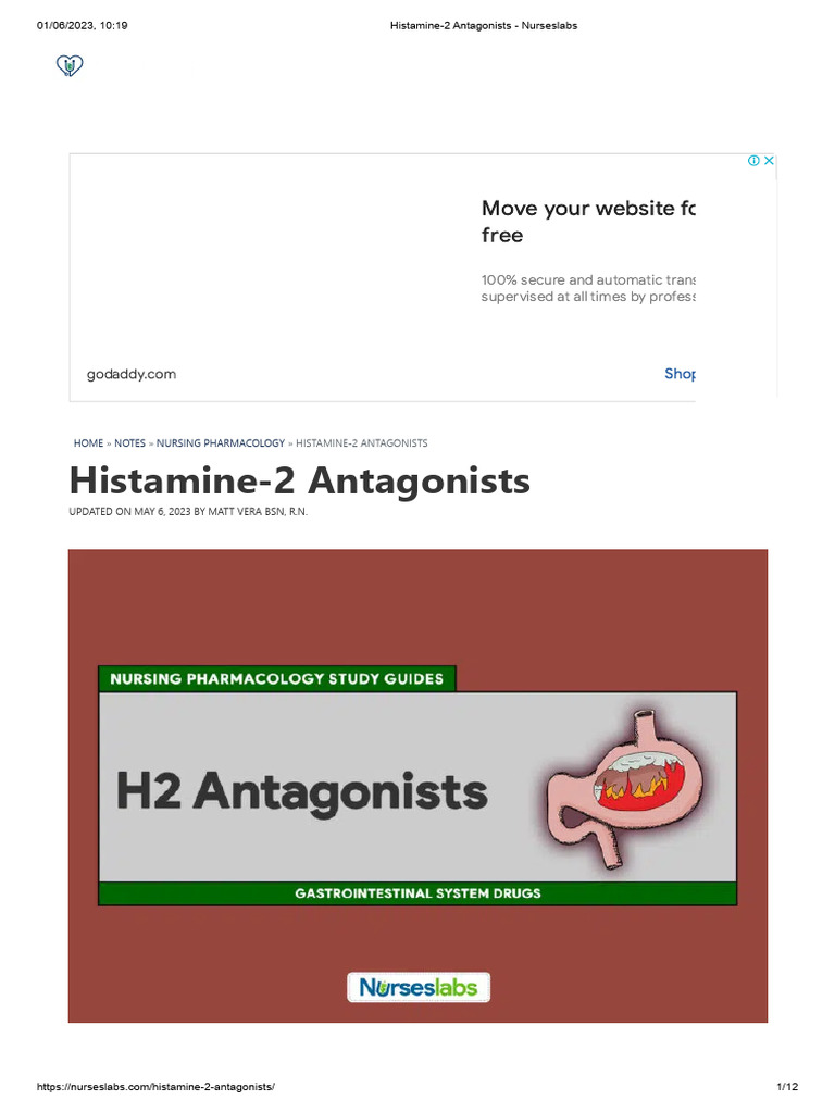 Histamine-2 Antagonists - Nurseslabs | PDF | Science & Mathematics