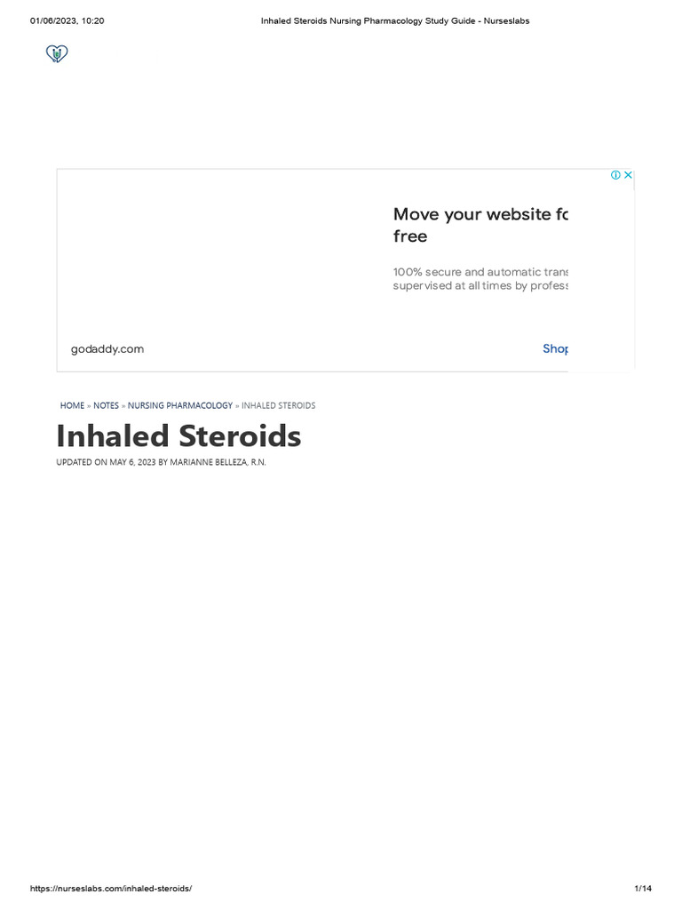 Inhaled Steroids Nursing Pharmacology Study Guide - Nurseslabs | PDF ...
