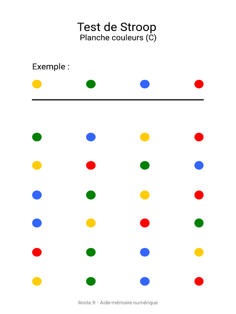 Test de Stroop : Planches à Imprimer | PDF