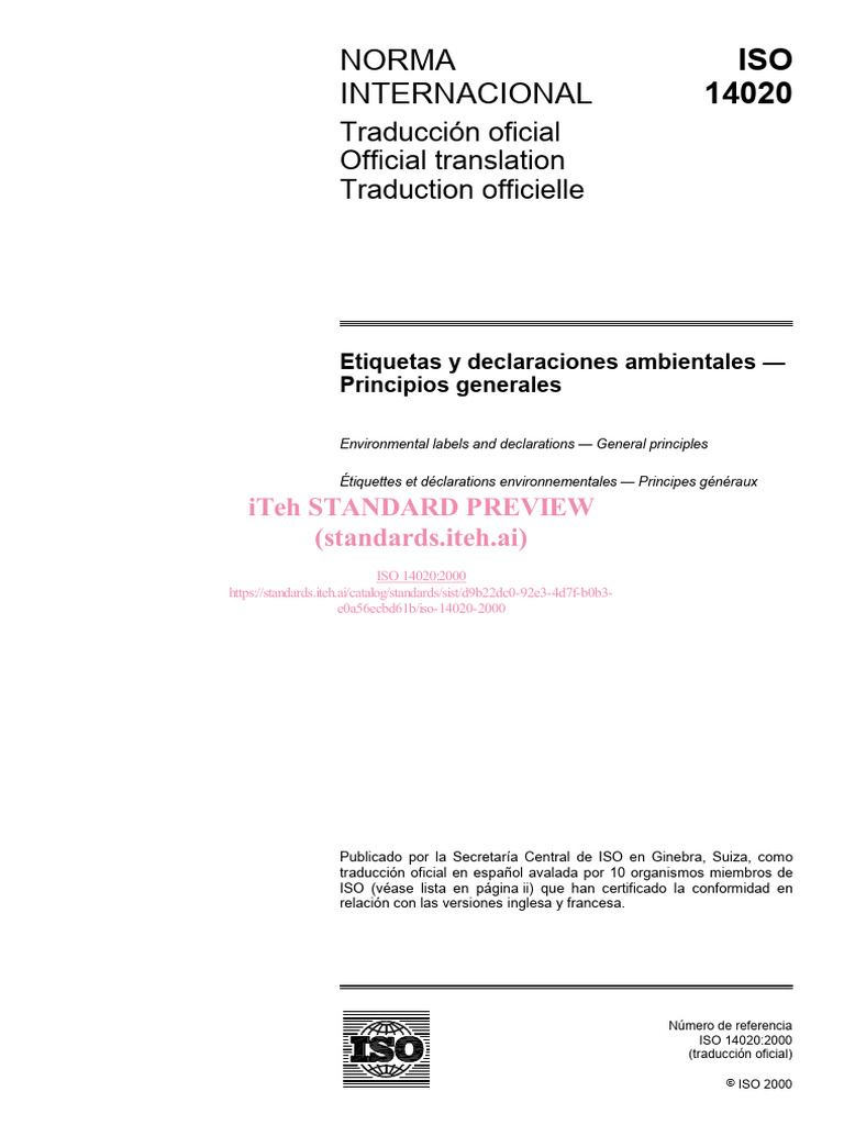 Iso 14020 2000 | PDF | Evaluación del ciclo de vida | Organización ...