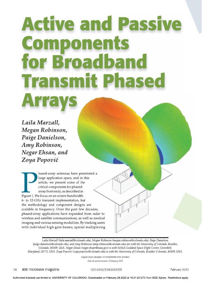 2022 - Active and Passive Components For Broadband Transmit Phased Arrays Broadband Transmit ...