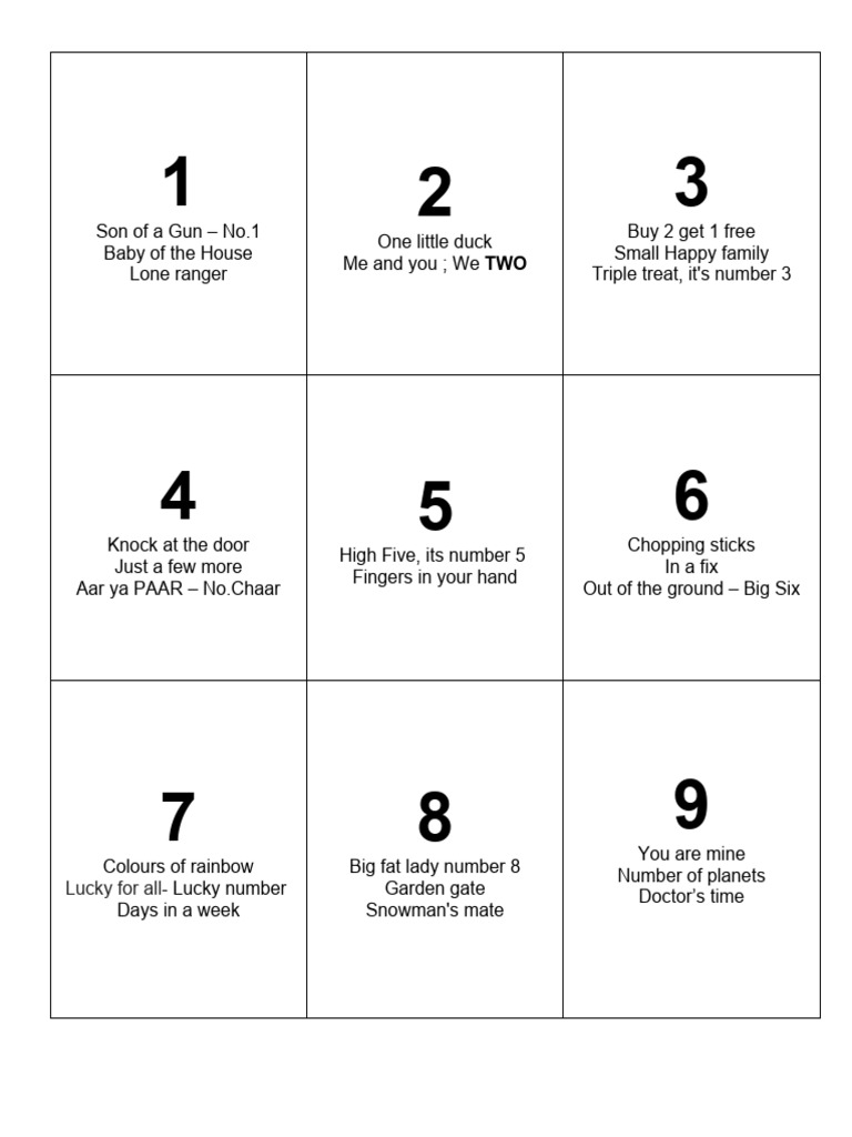 Word Document Tambola Calling Out Words | PDF