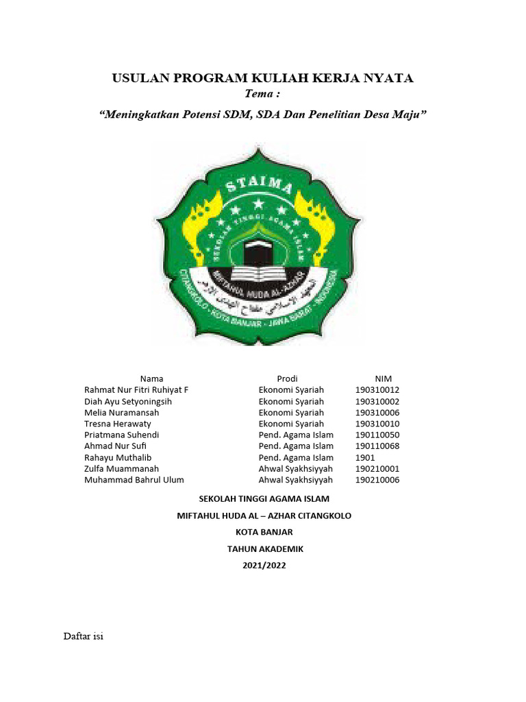 Proposal Pengajuan KKN | PDF