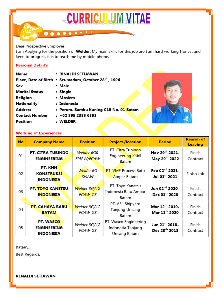 Cv. Rinaldi Setiawan Welder-2 | PDF